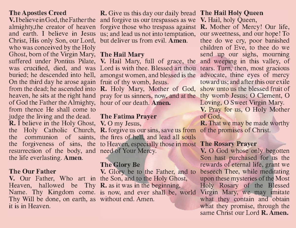 Rosary-card - Rosary-card - The Apostles Creed V. I believe in God, the ...