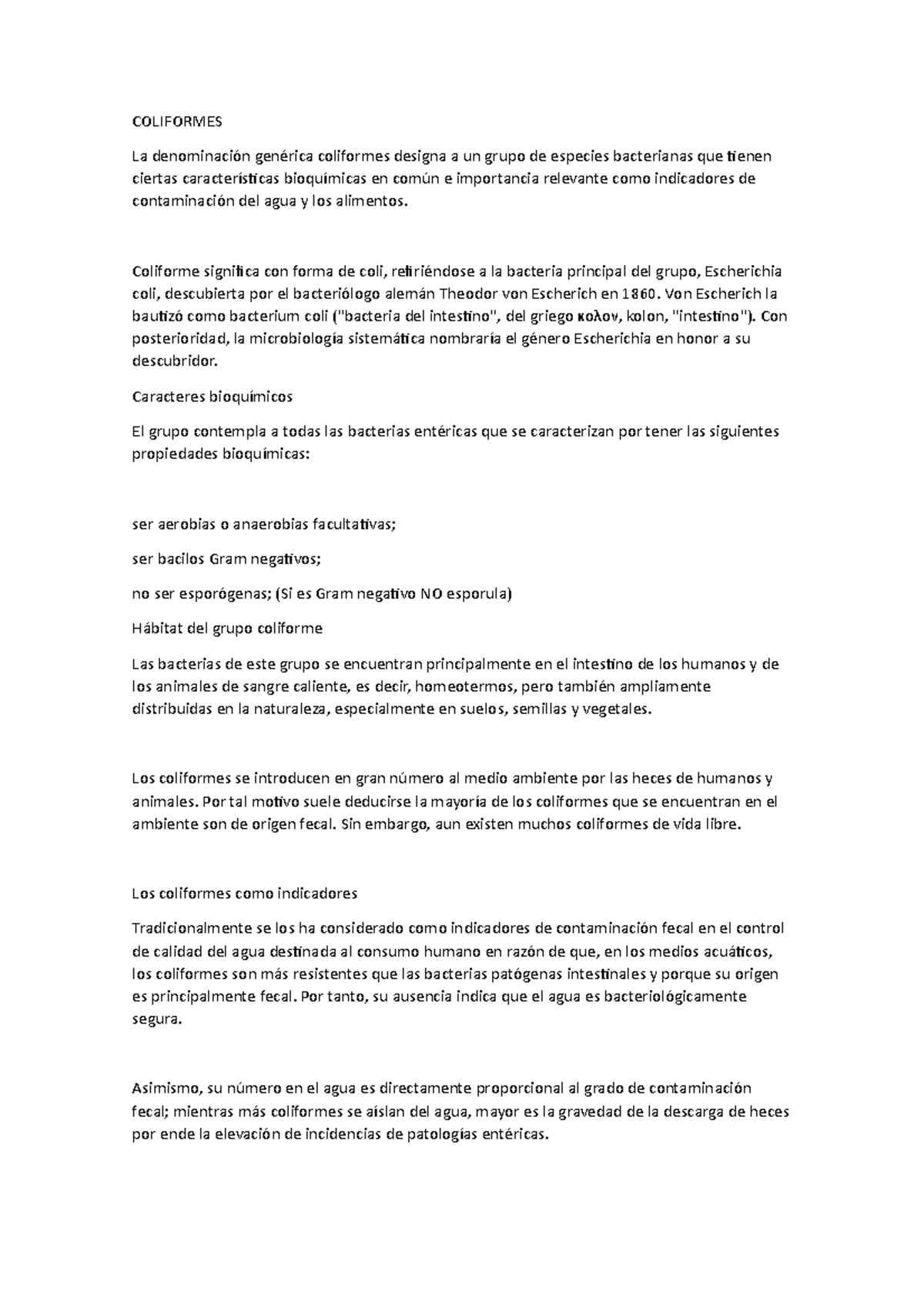 Coliformes - Higiene De Los Alimentos I - UCLM - Studocu