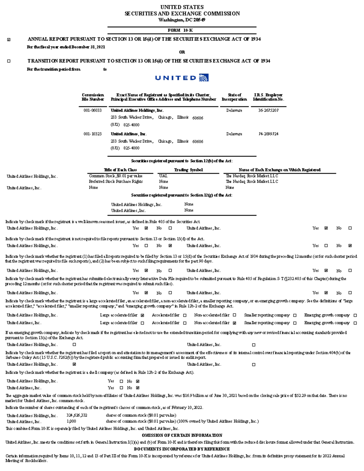 2021 Annual Report 10K United - UNITED STATES SECURITIES AND EXCHANGE ...
