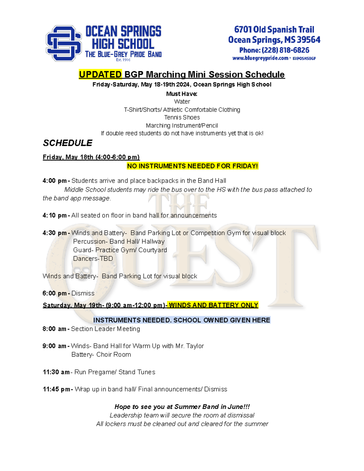 Updated BGP Mini Session Schedule - UPDATED BGP Marching Mini Session ...