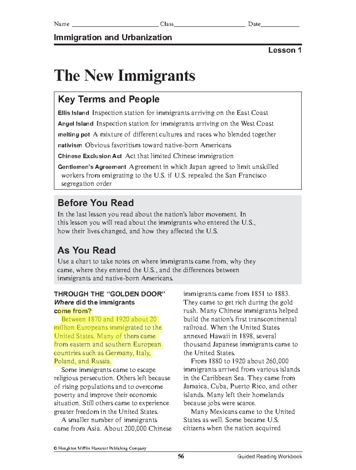 Kami Export - Qourtney Pinkston - The New Immigrants Guided Reading ...