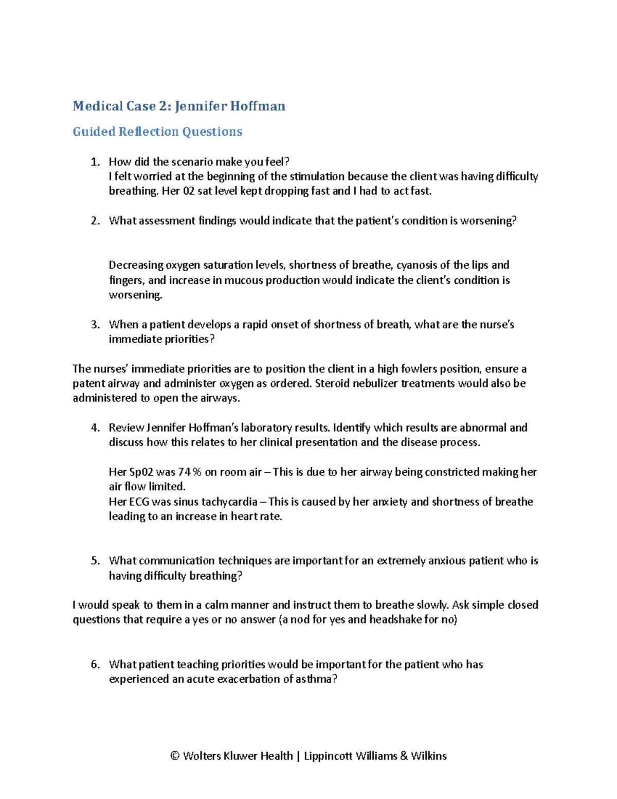 Medical Case 02 Jennifer Hoffman GRQ Edited - Medical Case 2: Jennifer ...