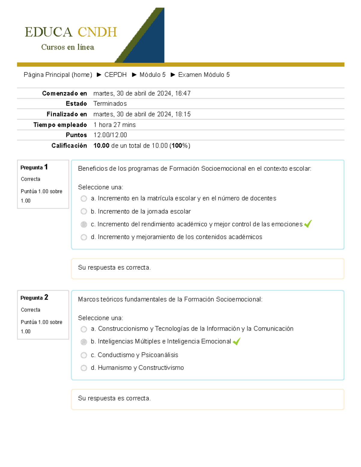 Examen Módulo 5 - EDUCA CNDH Cursos en línea Página Principal (home ...