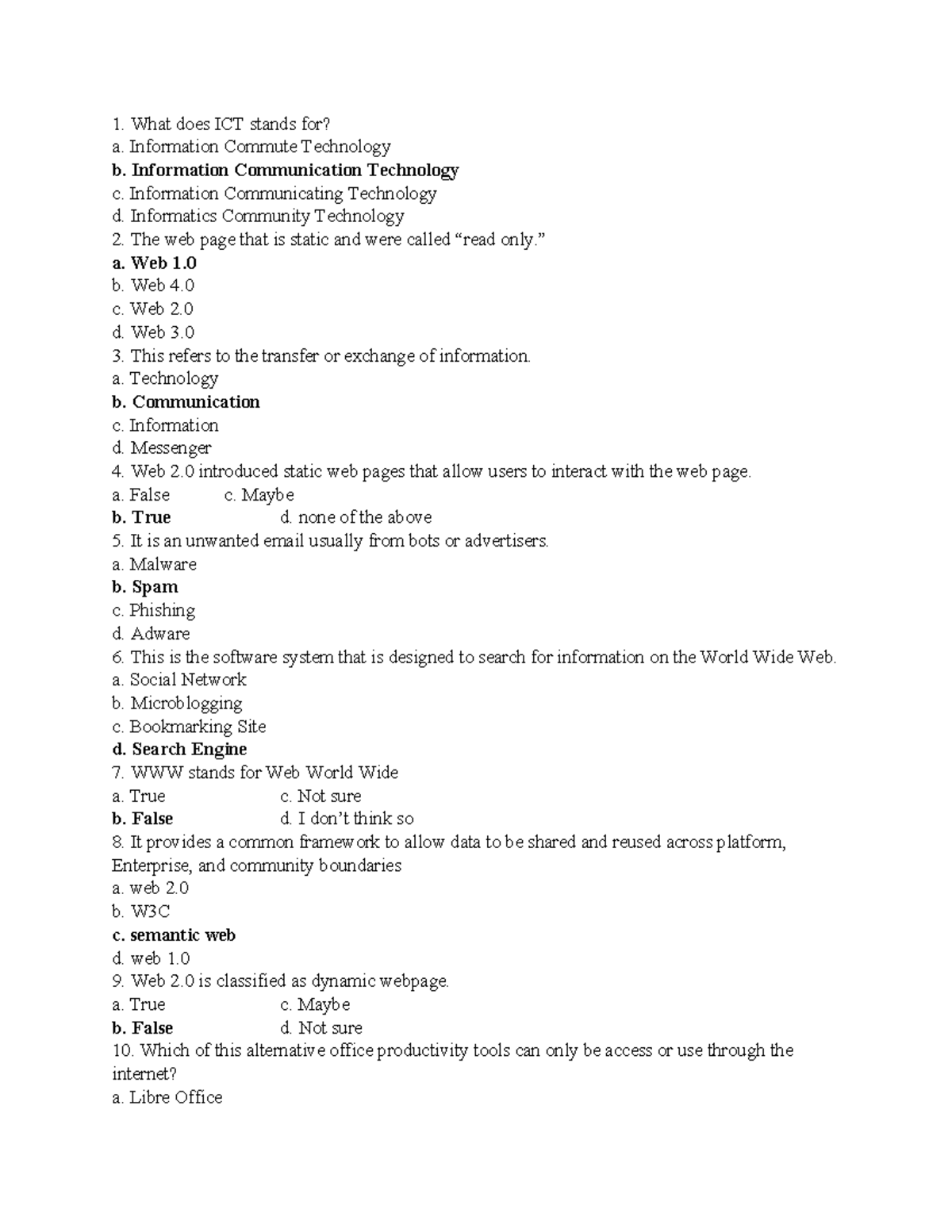 Ict test reviewer - ict notes - What does ICT stands for? a ...