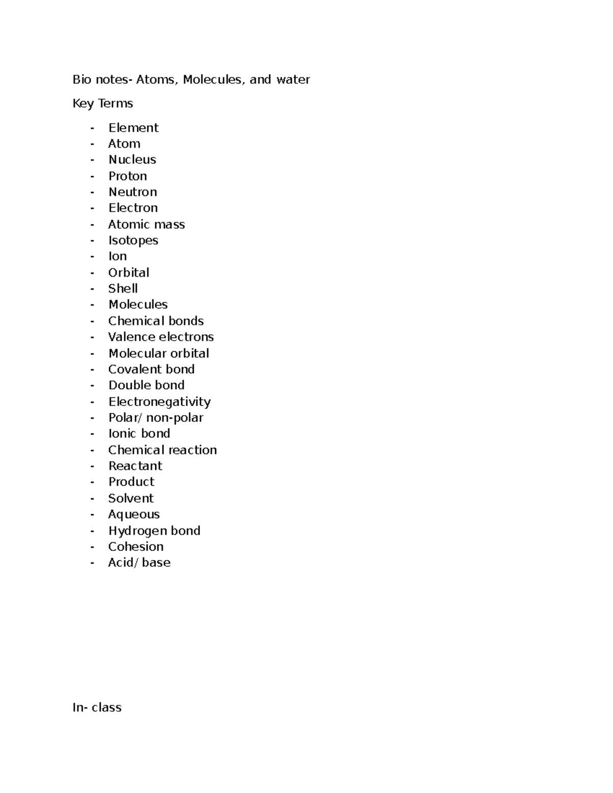 Bio notes- Atoms, Molecules, and water - Water breaking down salt ...