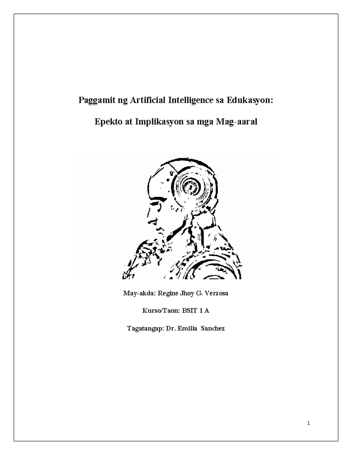 FIL Project - Paggamit ng Artificial Intelligence sa Edukasyon: Epekto at Implikasyon sa mga ...