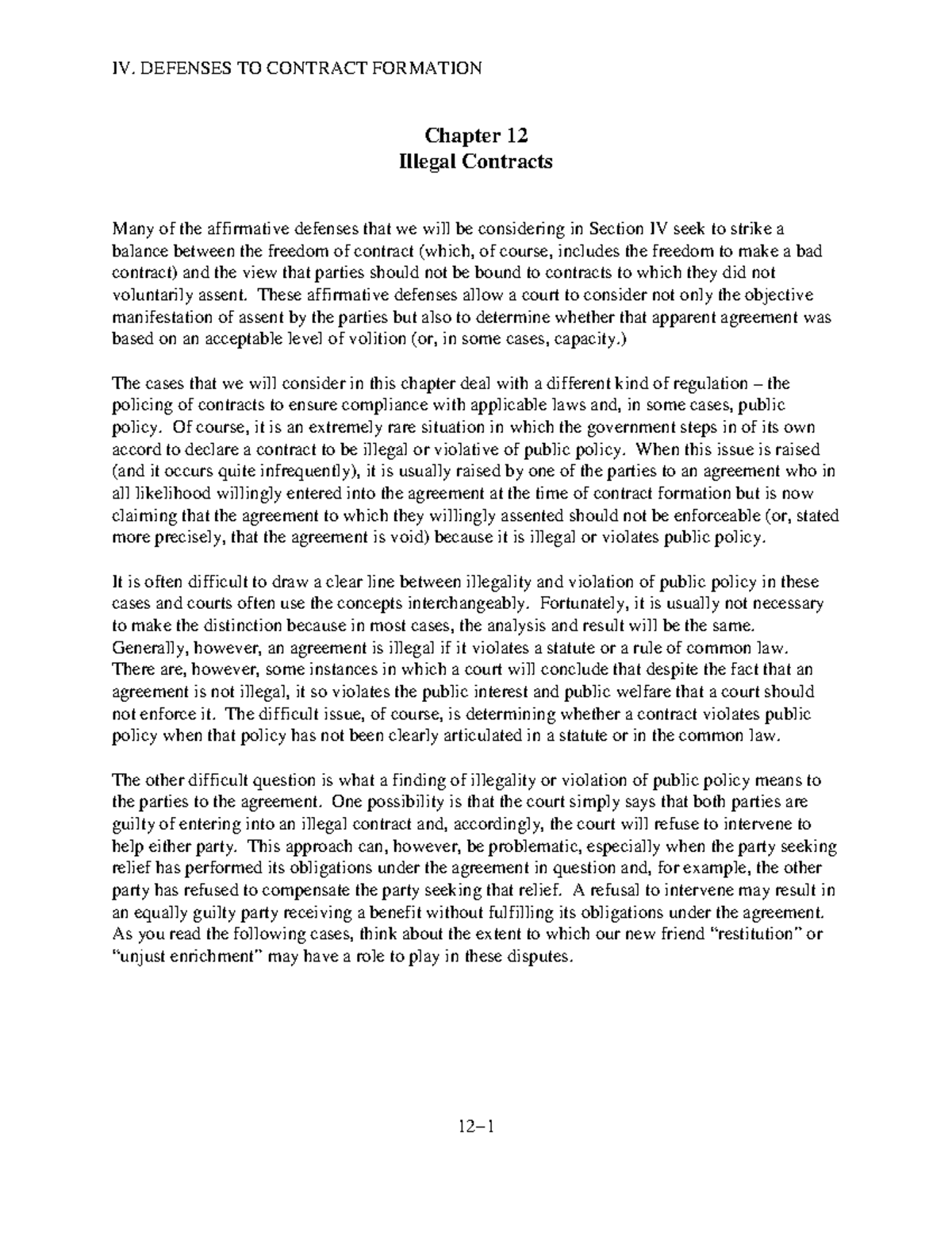 Ch. 12 - Anderson Fall 2022 - 12 − 1 IV. DEFENSES TO CONTRACT FORMATION ...