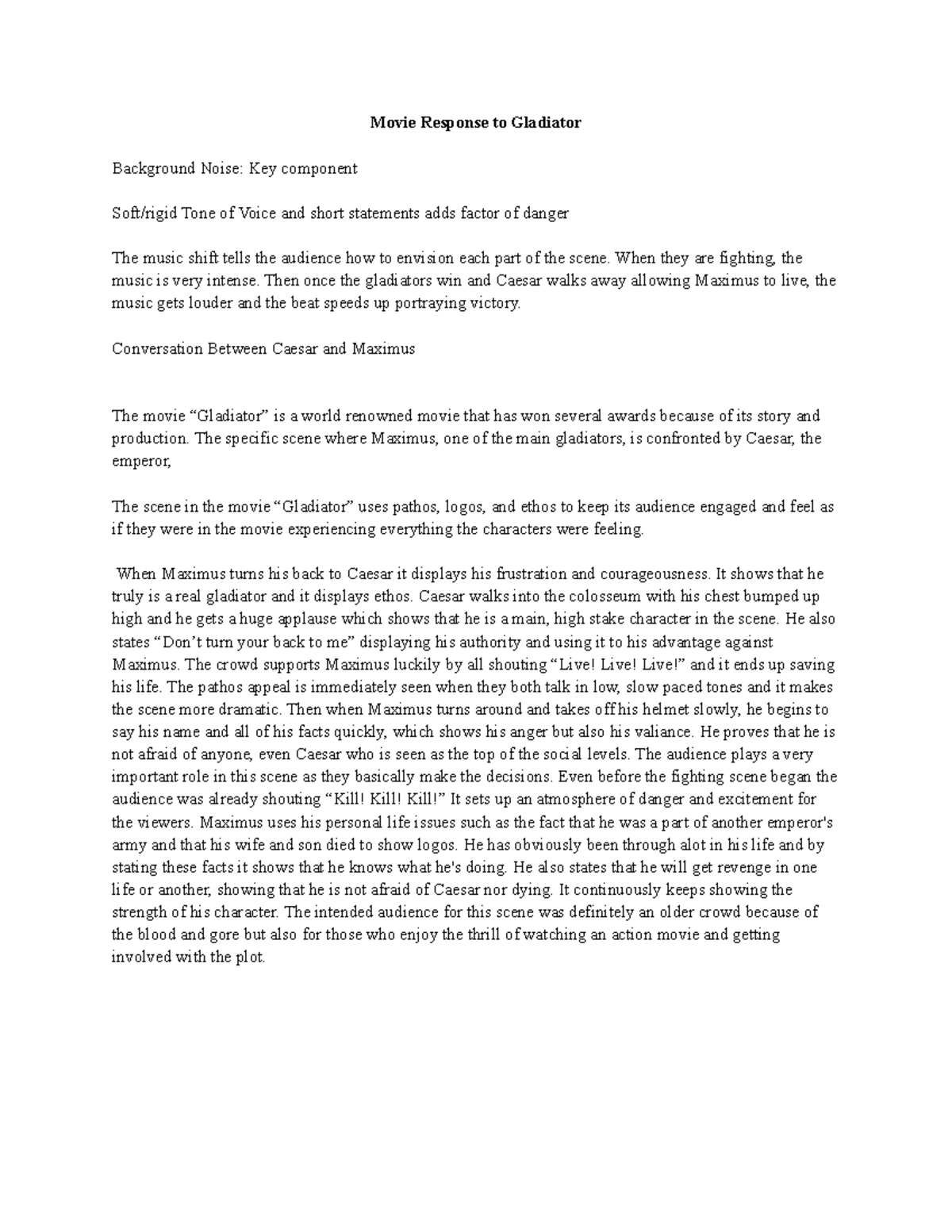 Movie Response to Gladiator - Movie Response to Gladiator Background ...