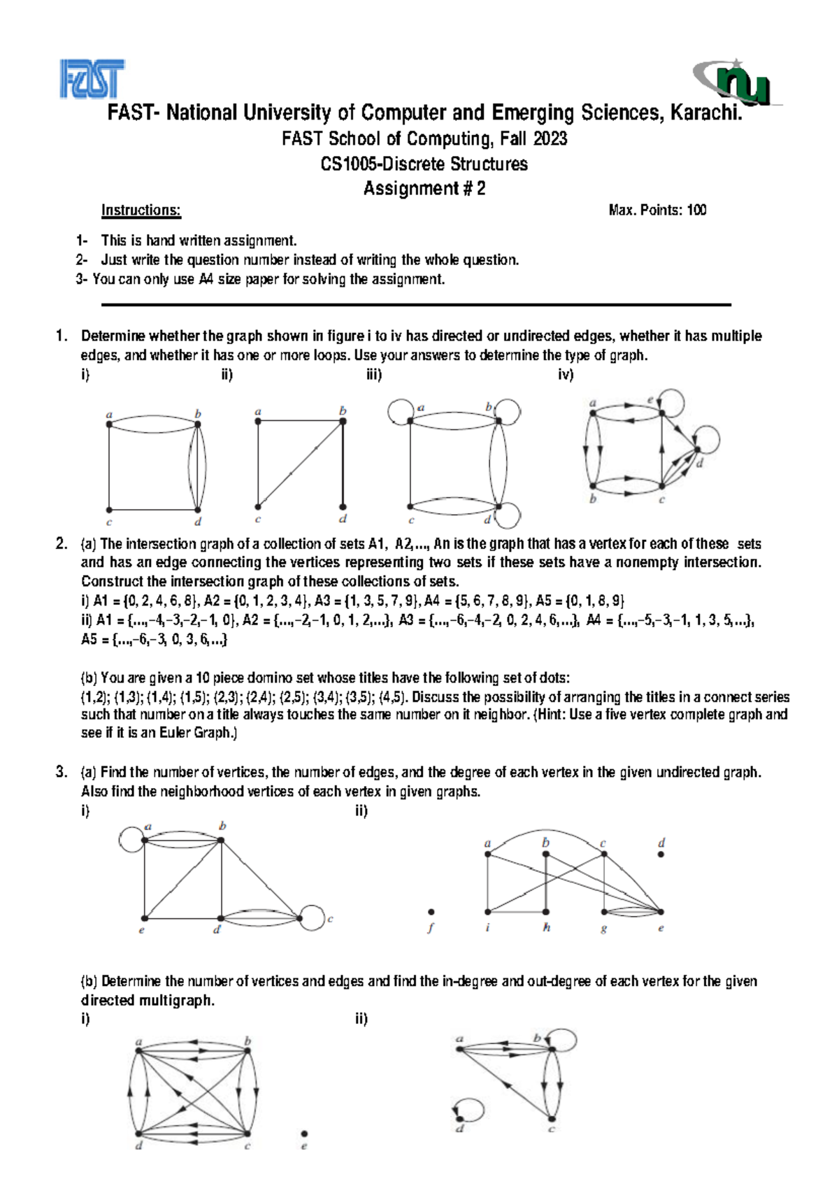 Assignment # 2 - FAST- National University of Computer and Emerging Sciences, Karachi. FAST ...
