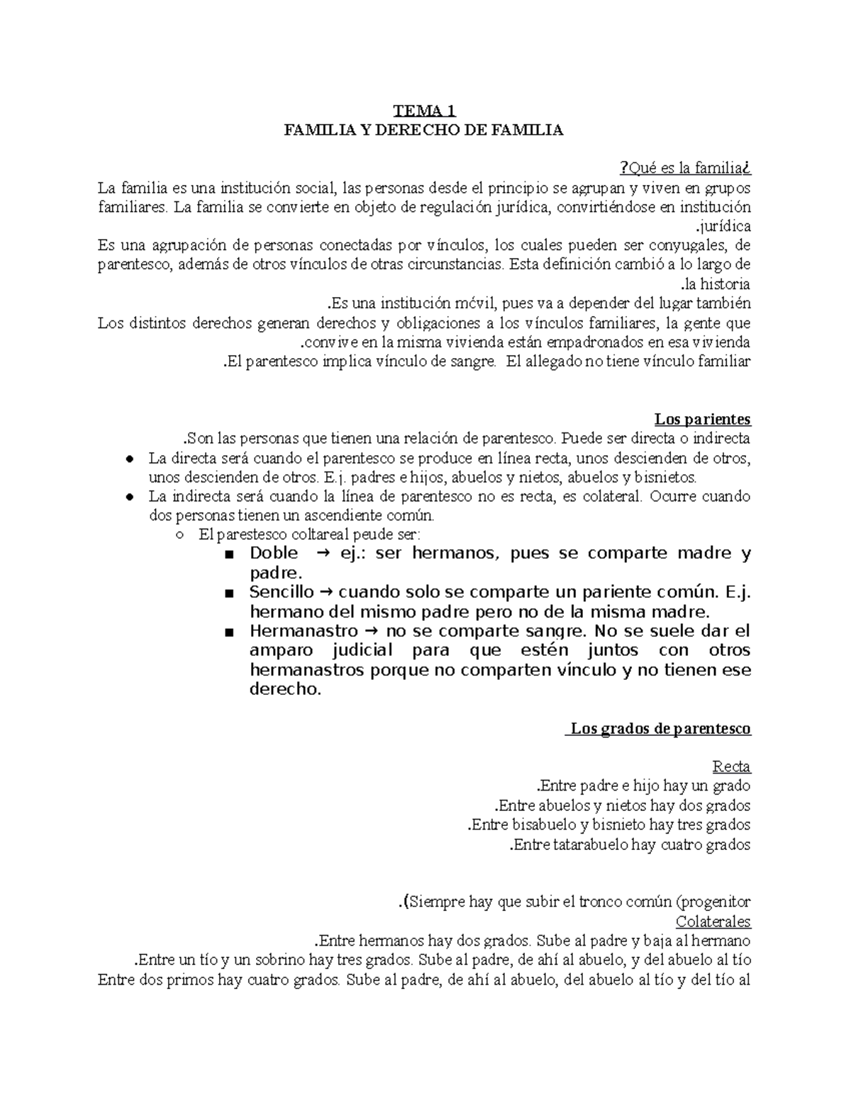 Civil - Familia - TEMA 1 FAMILIA Y DERECHO DE FAMILIA ?Qué es la ...