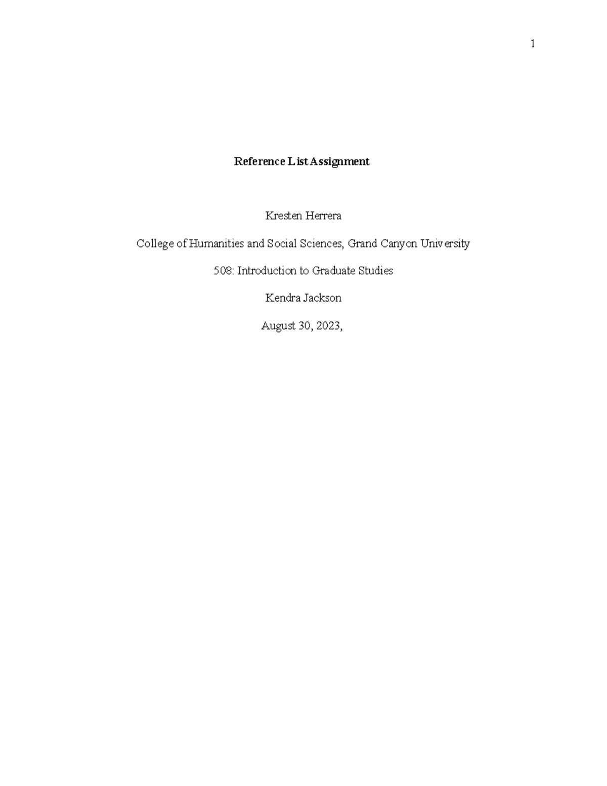 Reference List Assignment - Reference List Assignment Kresten Herrera ...