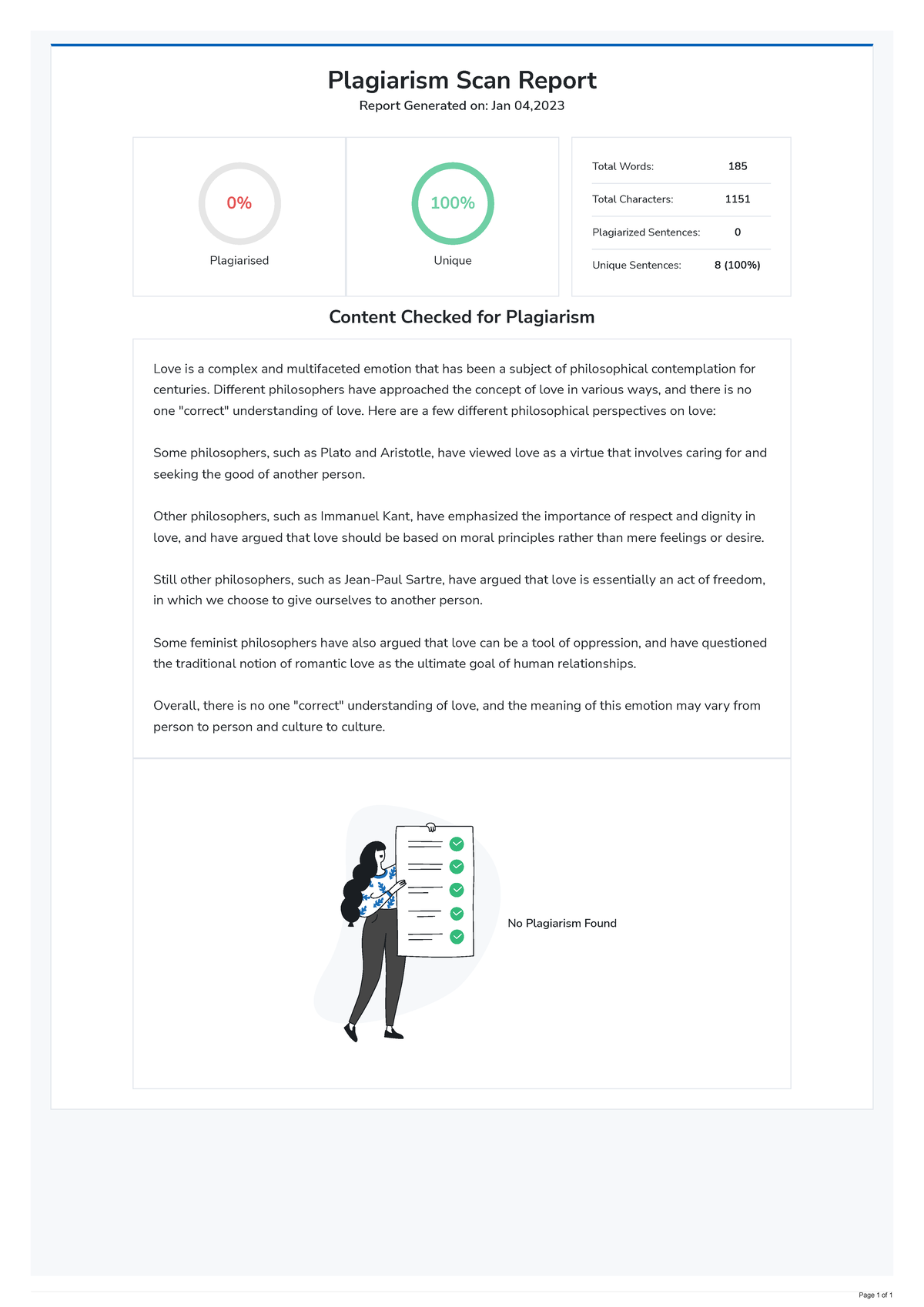 Love philo report - explanation of love - Plagiarism Scan Report Report Generated on: Jan 04 ...
