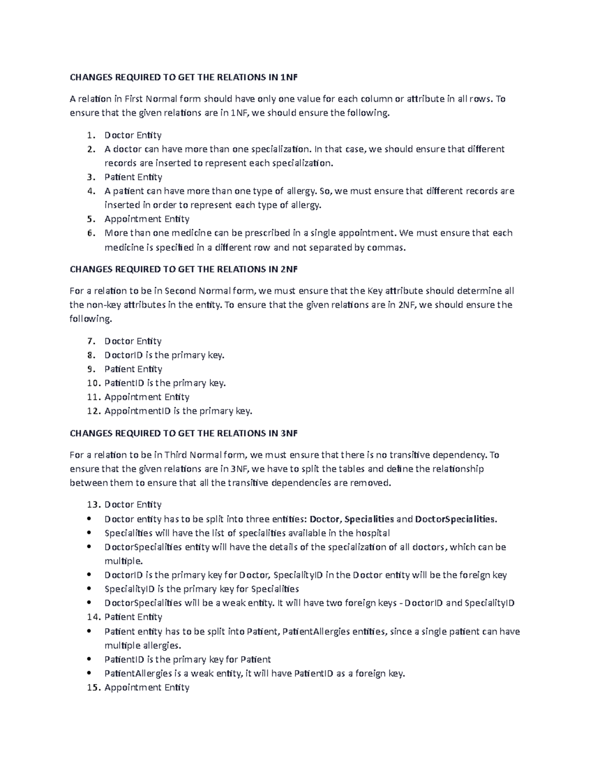 Assignment 4 - nana - CHANGES REQUIRED TO GET THE RELATIONS IN 1NF A ...