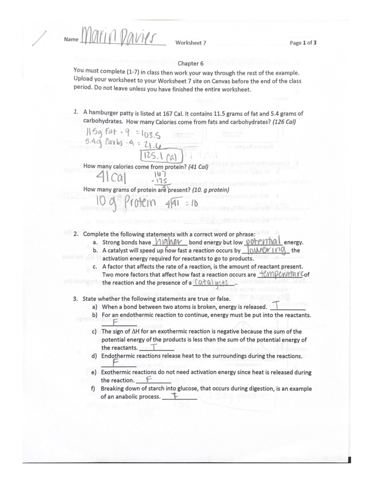 Worksheet 7 - CHEM 101 - Studocu
