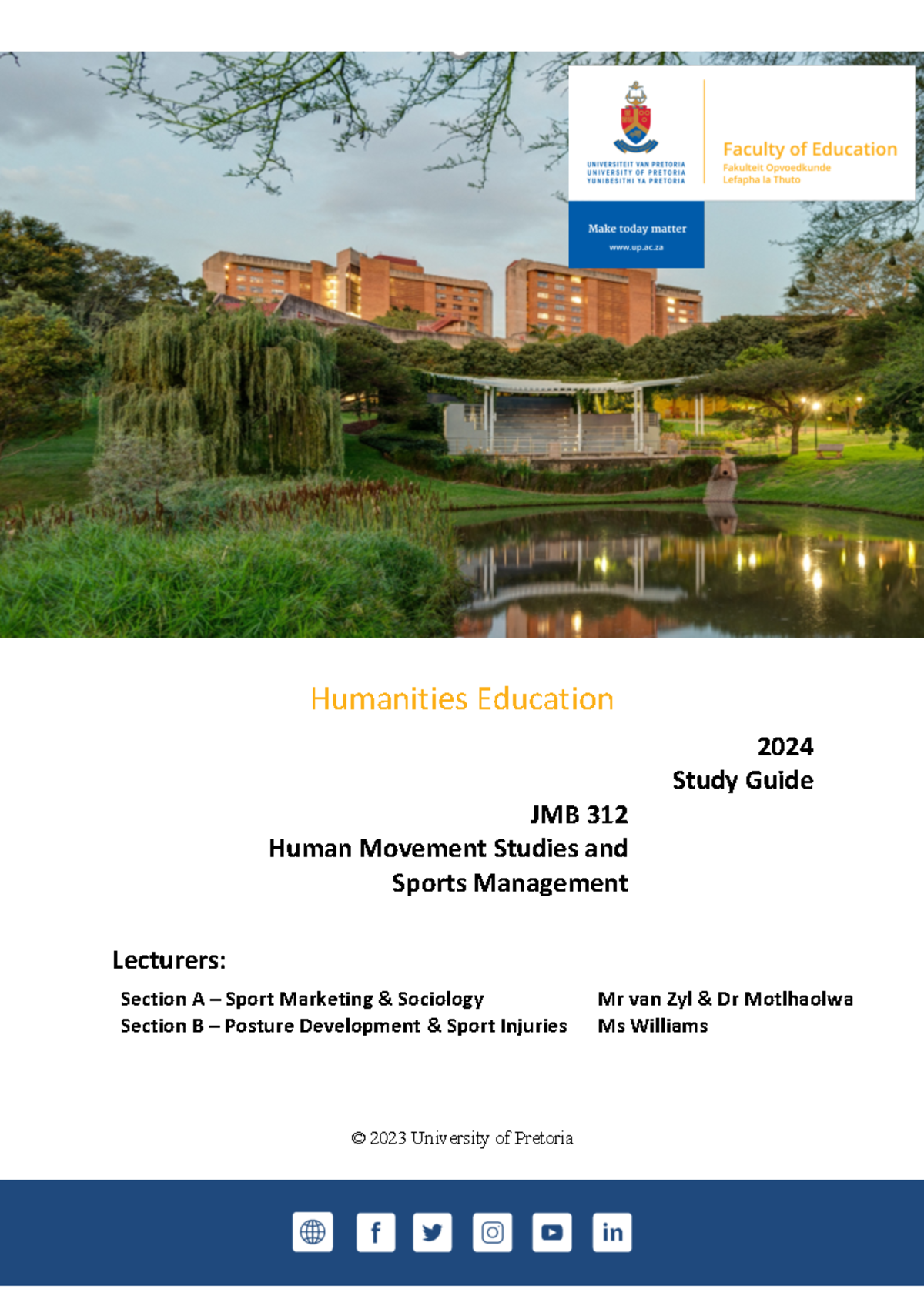 JMB 312 2024 Study Guide - JMB 312 Human Movement Studies and Sports Management 2024 Study Guide ...