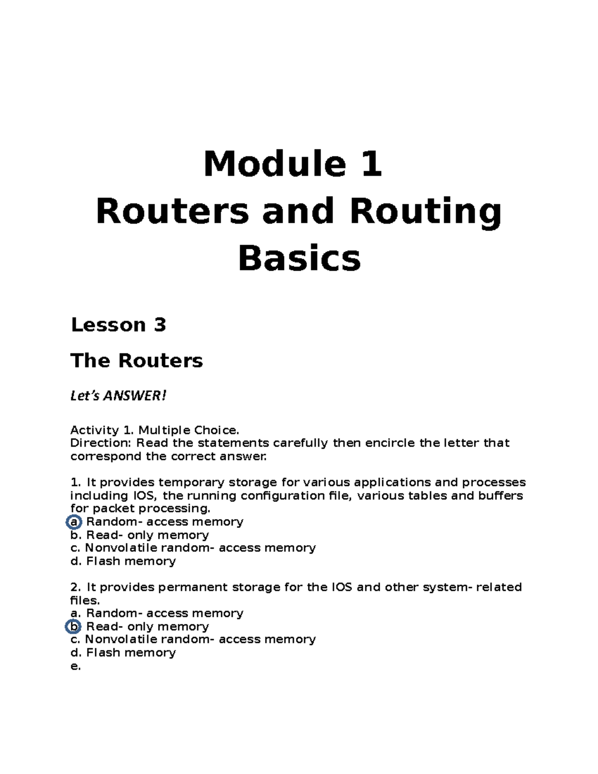 Net301 Module 1 Lesson 3 Activity 1 - Module 1 Routers and Routing ...