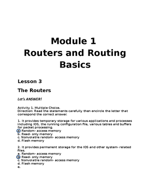 Module 1 - Routers and Routing Basics - Networks allow people to communicate, collaborate, and ...