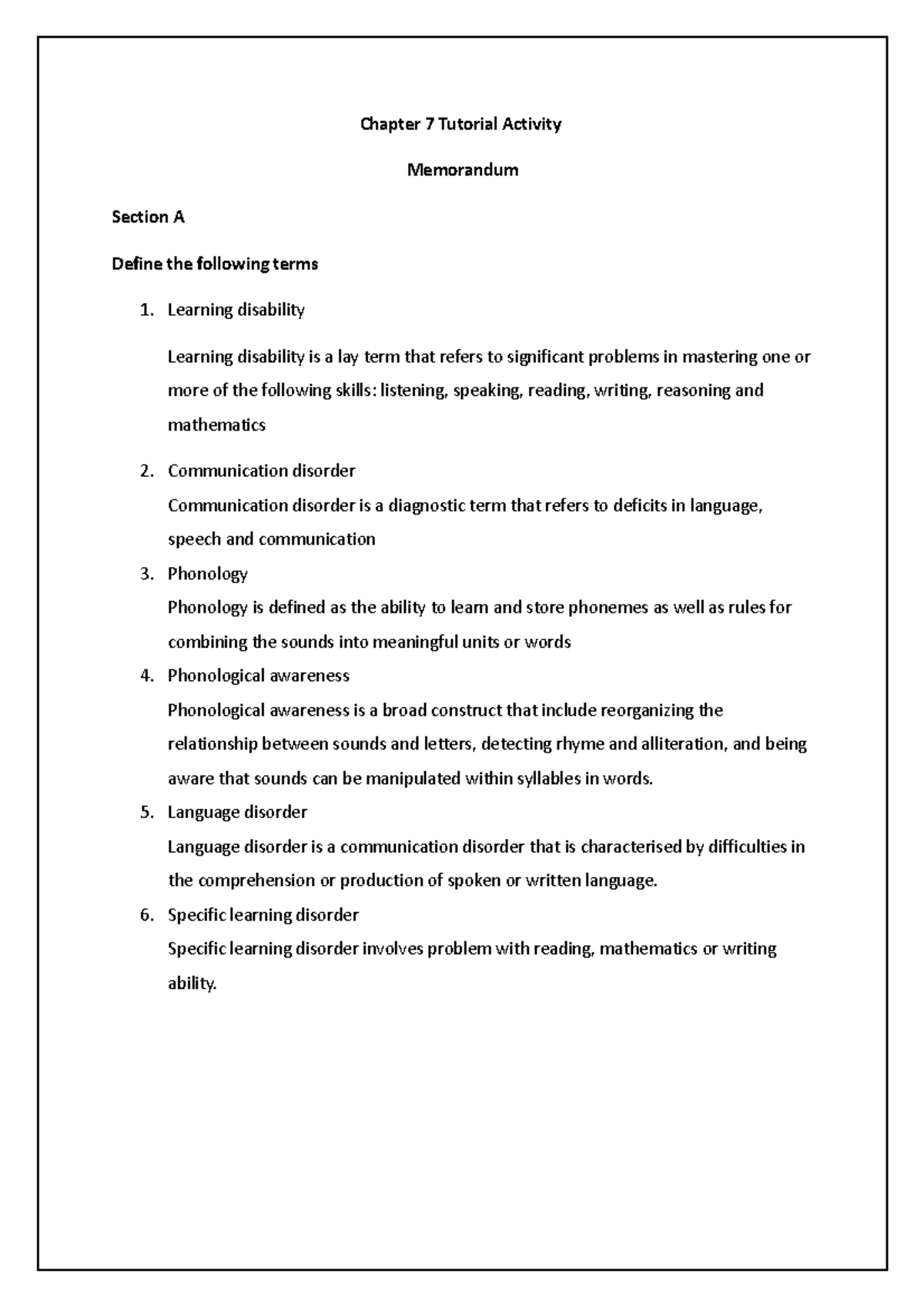 Chapter 7 Tutorial Activity Memorandum - Chapter 7 Tutorial Activity ... Chapter 7 Tutorial Activity Memorandum - Chapter 7 Tutorial Activity ...