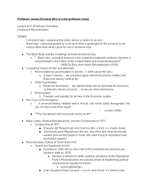 Reconstruction video questions - Reconstruction: America After the ...