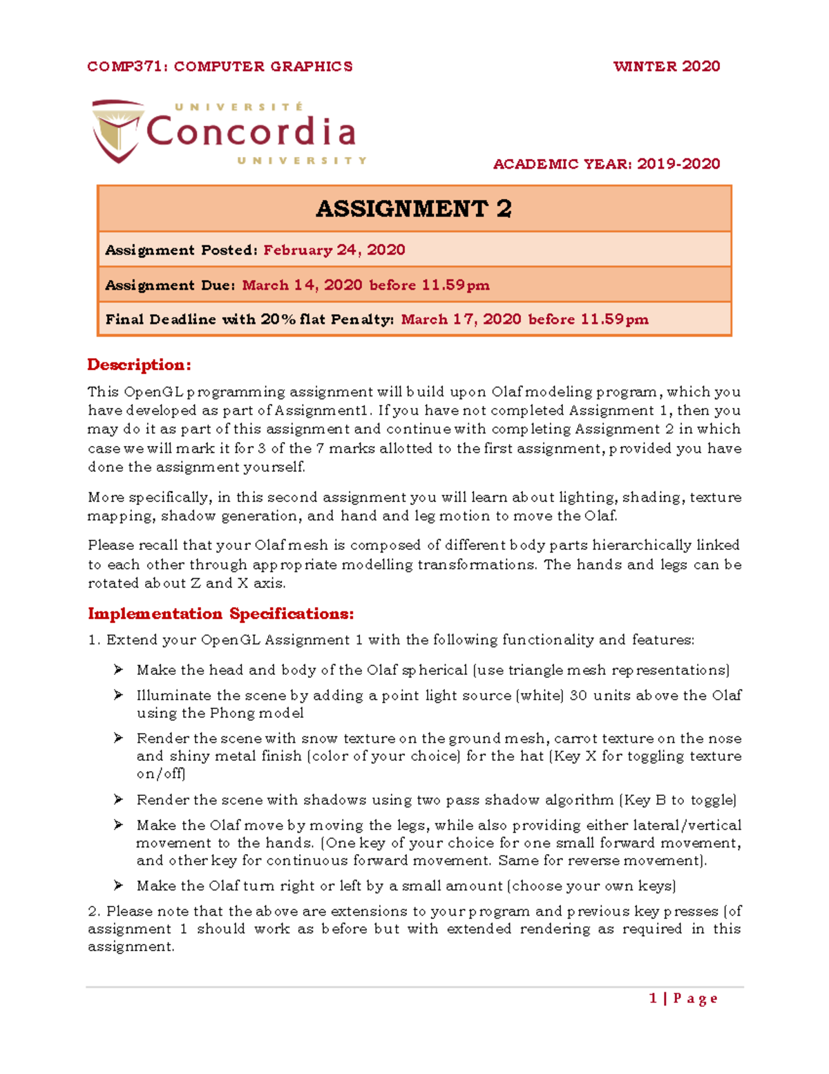 Assignment 2 Computer Graphics Warning Tt Undefined Function 32 Comp371 Computer Graphics
