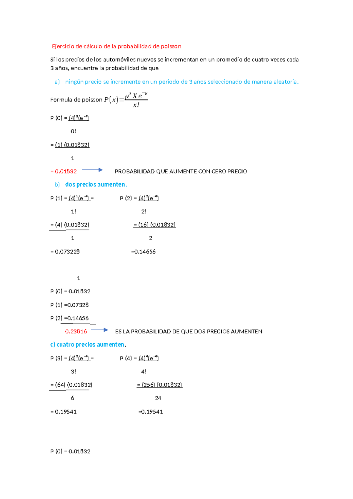Ejercicio de cálculo de la probabilidad de poisson - Formula de poisson ...