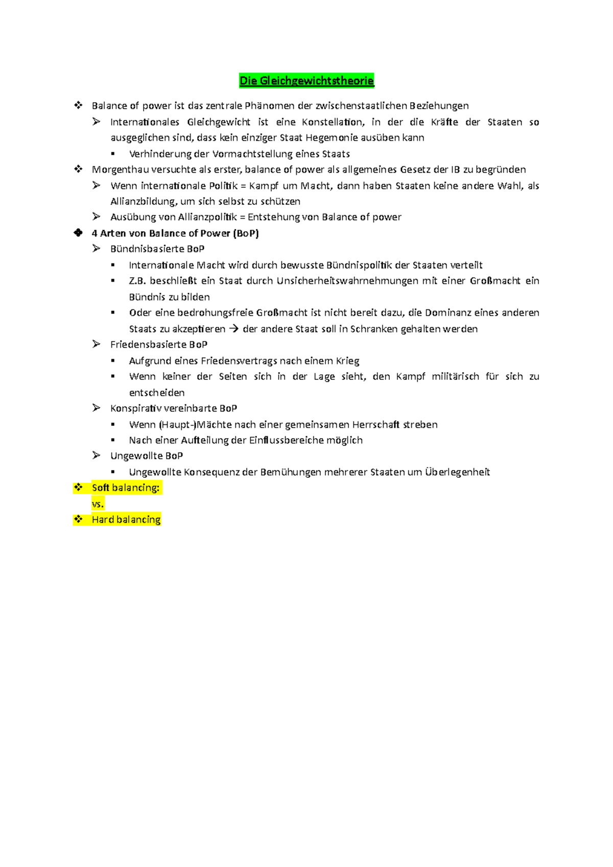 Skript Internationale Beziehungen (Anwendungsbeispiele und Theorie ...