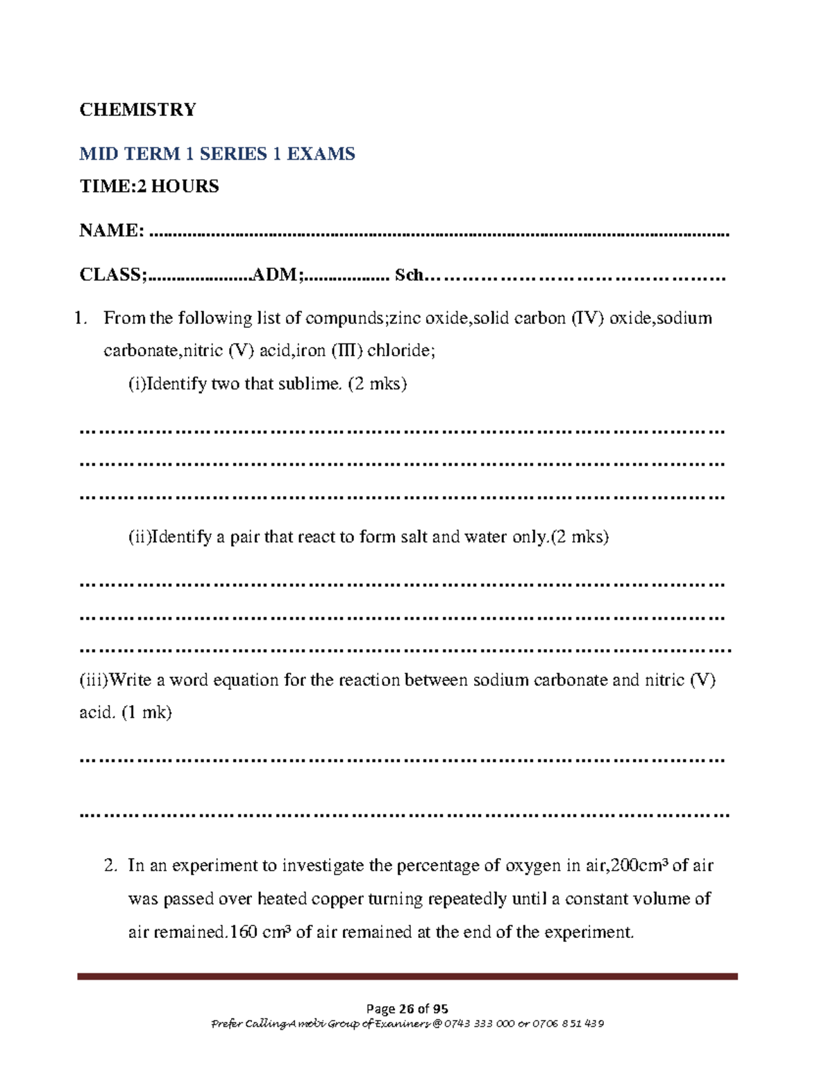 Chemistry FORM 2 - Here are some key points highlighting the ...