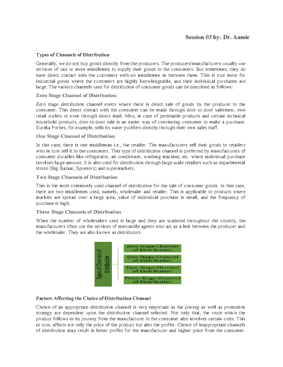 Handout 5 Types of Channels of Distribution Handouts - Session 03 by ...