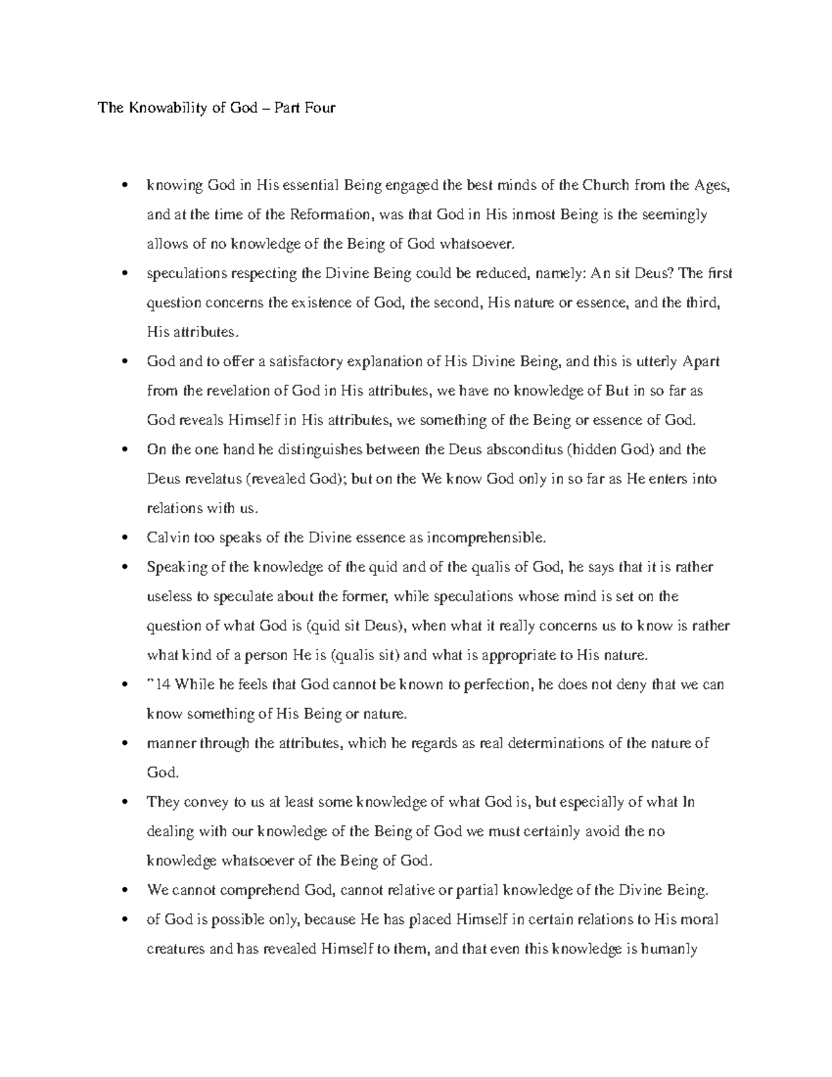 The Knowability of God – Part Four - speculations respecting the Divine ...