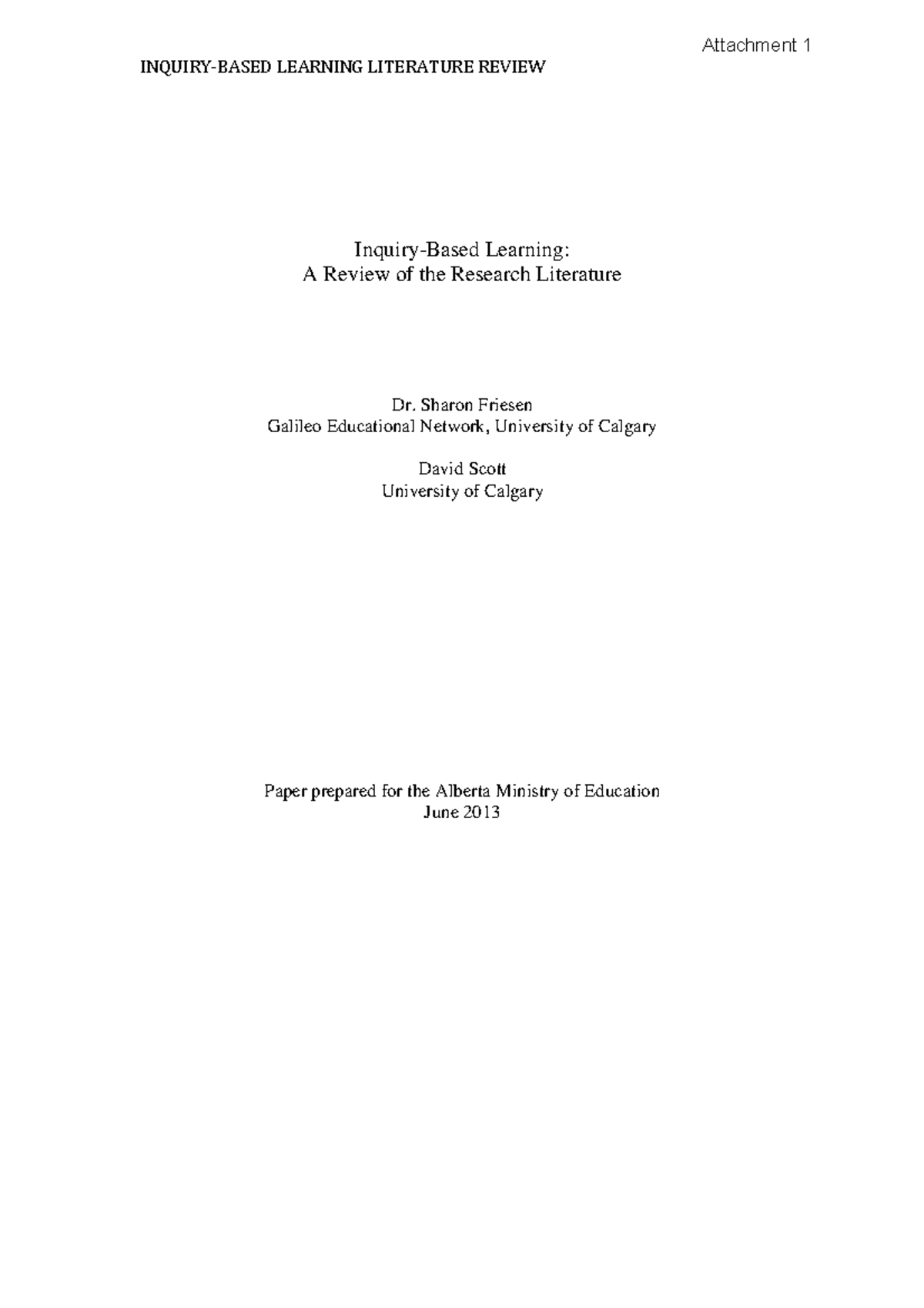 Inquiry Based Learning Literature Review - INQUIRY-BASED LEARNING ...
