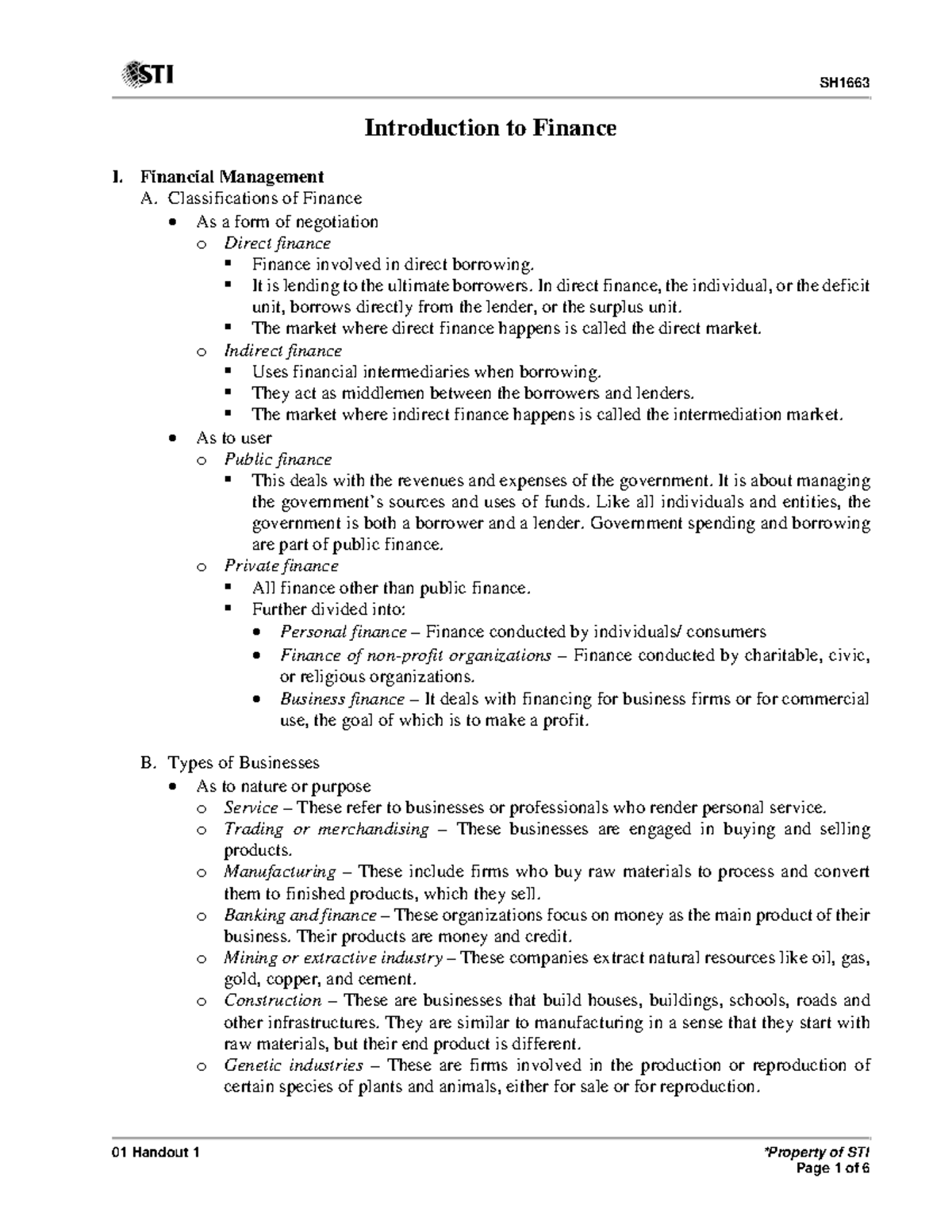 01 Handout 1 - Basic knowledge about business finance - 01 Handout 1 ...