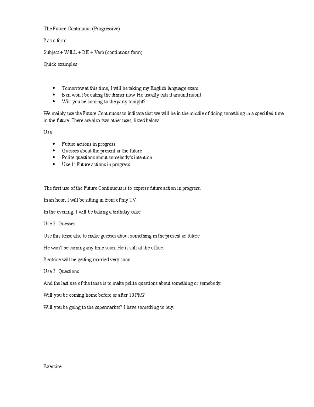 The Future Continuous Ingles - The Future Continuous (Progressive ...