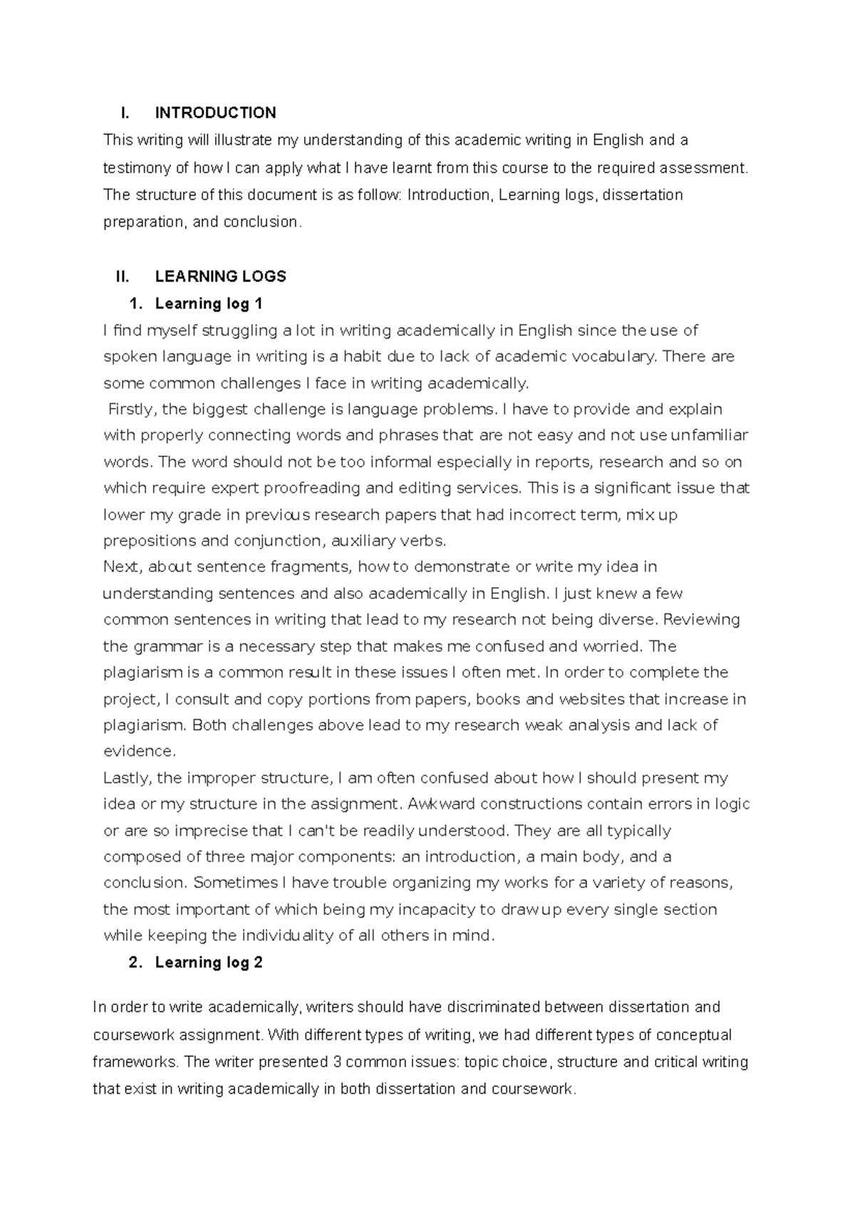 Academic Writting Final Logbook 11847612 - 10180387 - I. INTRODUCTION ...