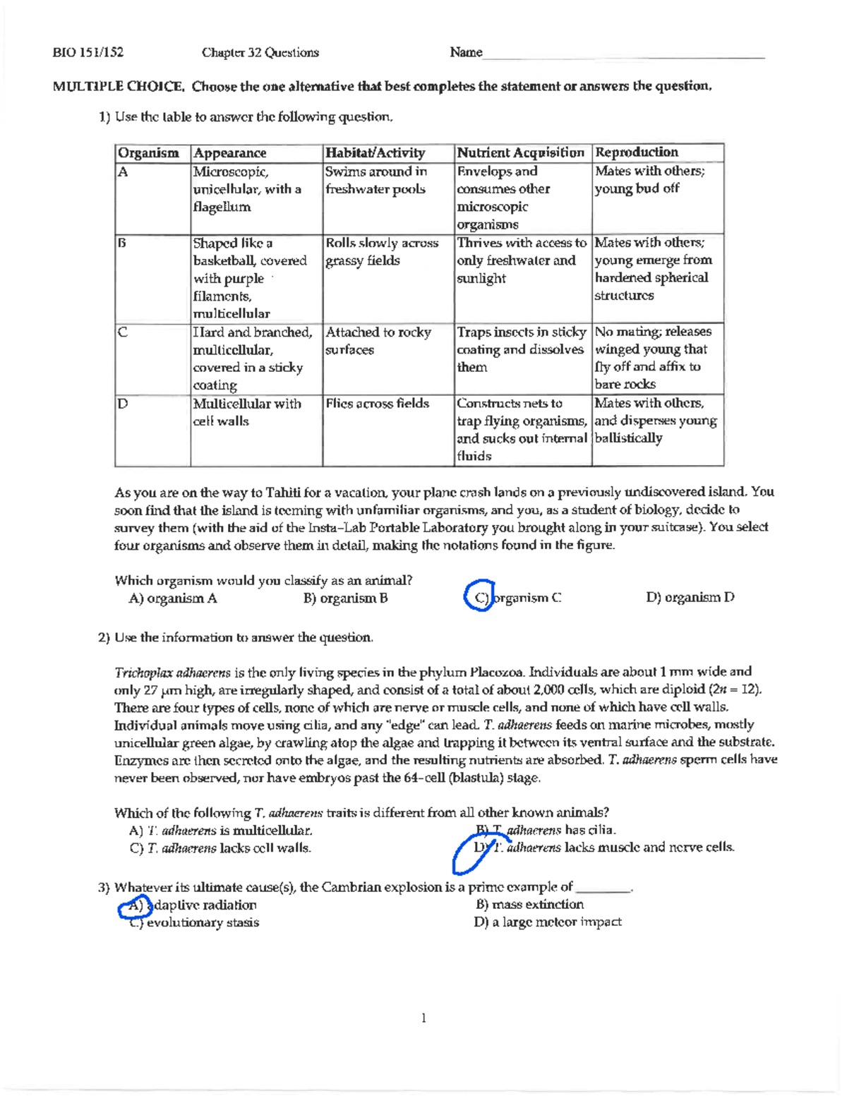 Chapter 32 Questions - Kevin Peters - BIOL 106 - Studocu