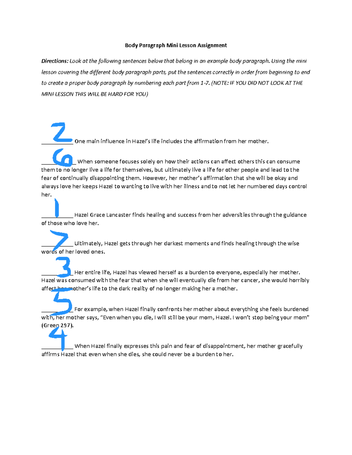 Body+Paragraph+Mini+Lesson+Assignment - Body Paragraph Mini Lesson ...