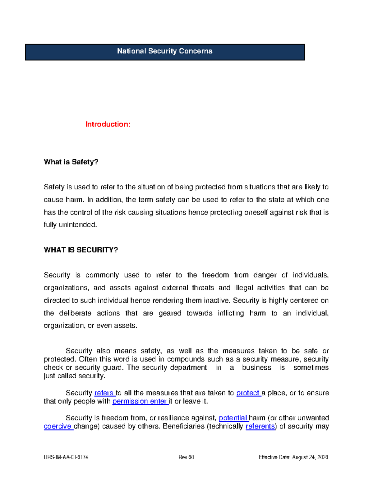 1 National- Security - CWTS - National Security Concerns Introduction ...