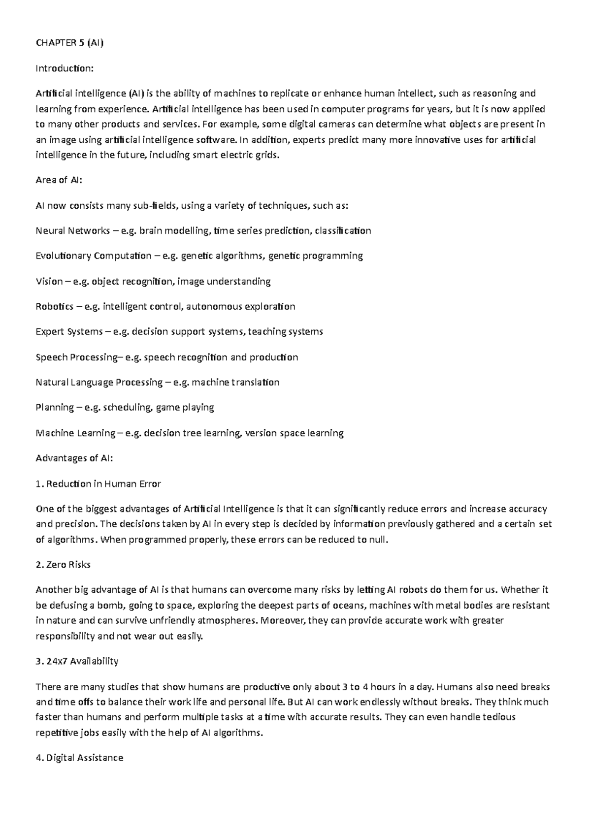 Chapter-5-AI - book - CHAPTER 5 (AI) Introduction: Artificial ...