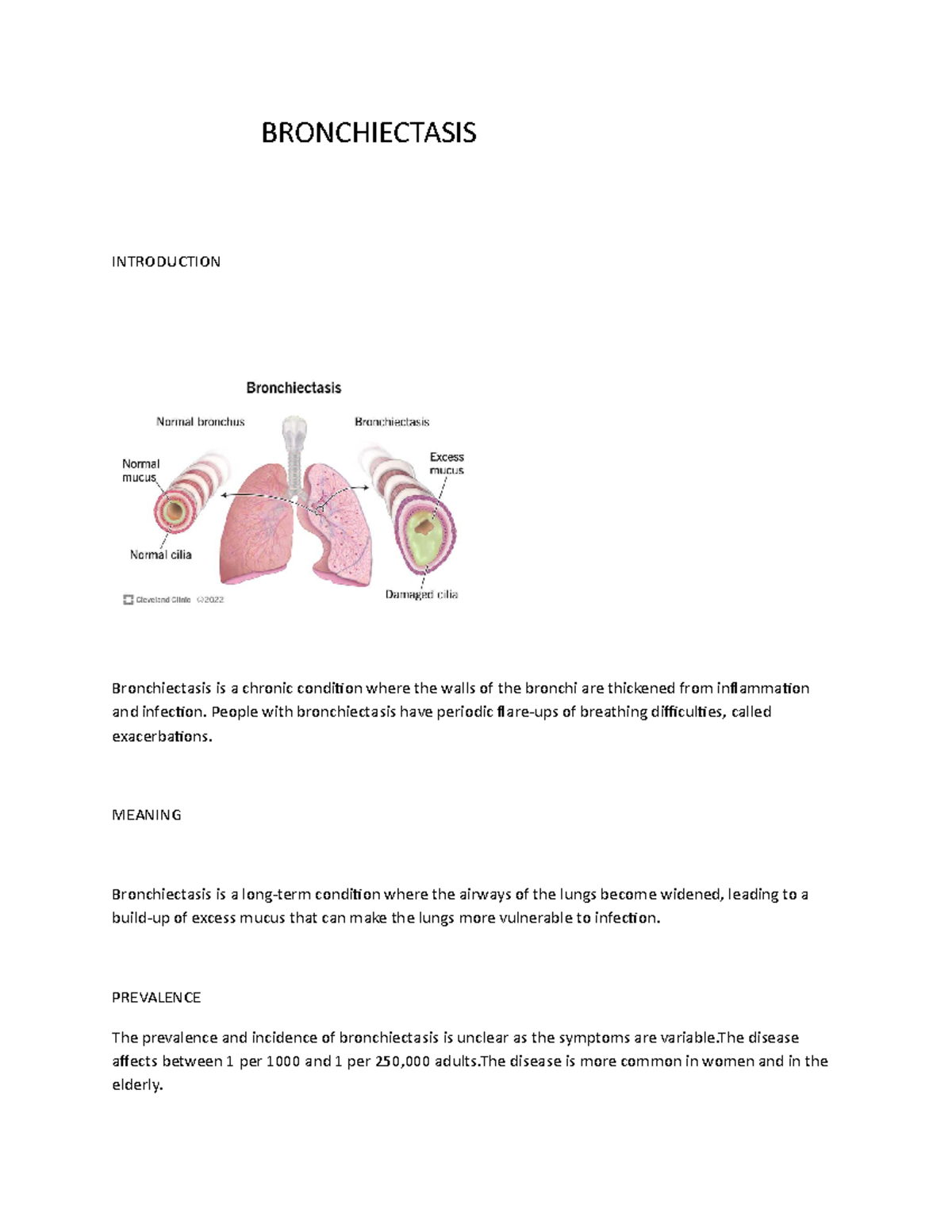 Bronchiectasis-WPS Office - BRONCHIECTASIS INTRODUCTION Bronchiectasis ...