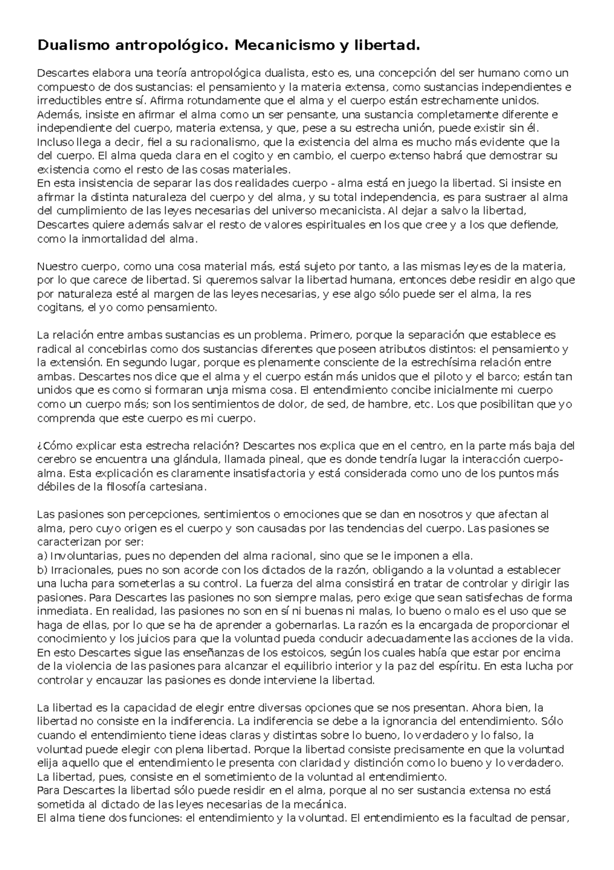 Redacción-Dualismo-antropologico - Dualismo antropológico. Mecanicismo ...