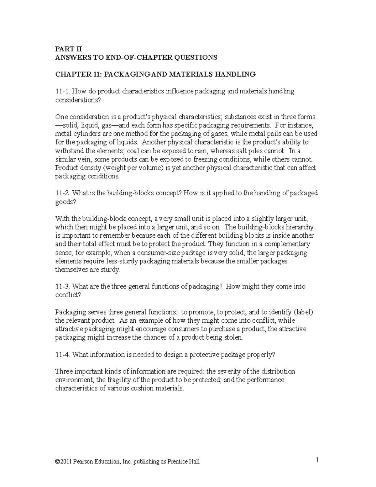 Chapter 11 LOGS101 - PART II ANSWERS TO END-OF-CHAPTER QUESTIONS ...