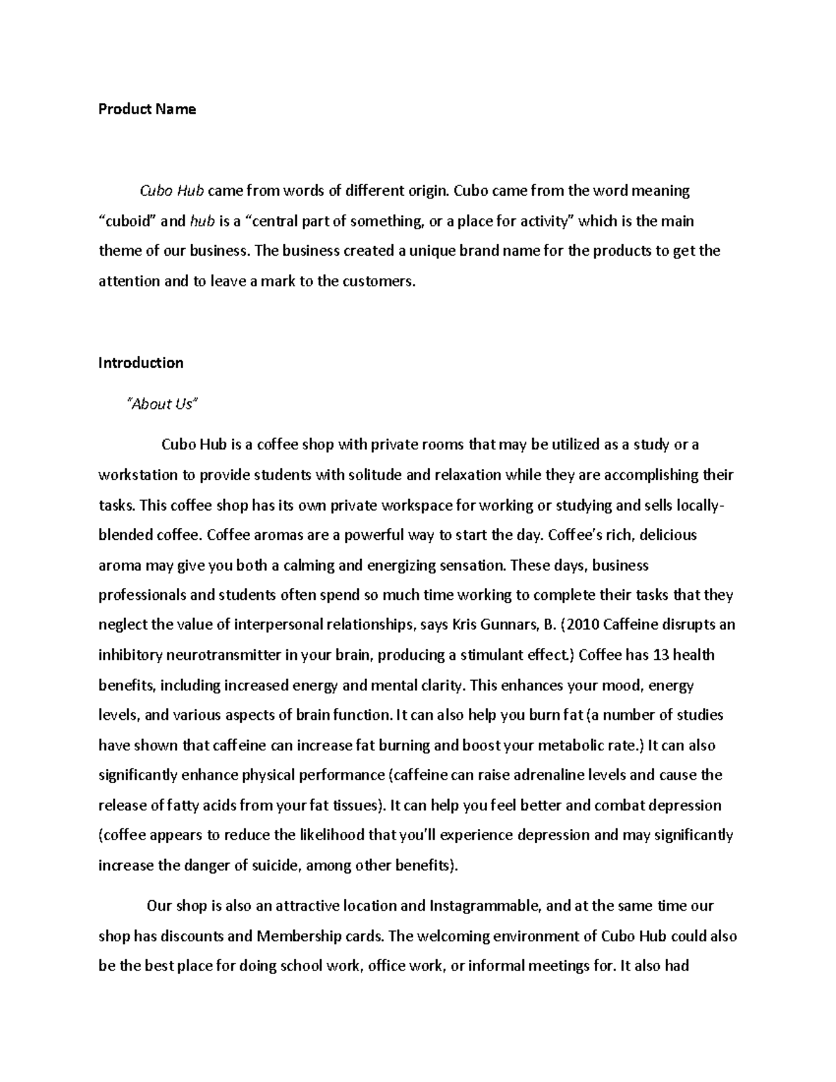 Concept paper - Product Name Cubo Hub came from words of different ...