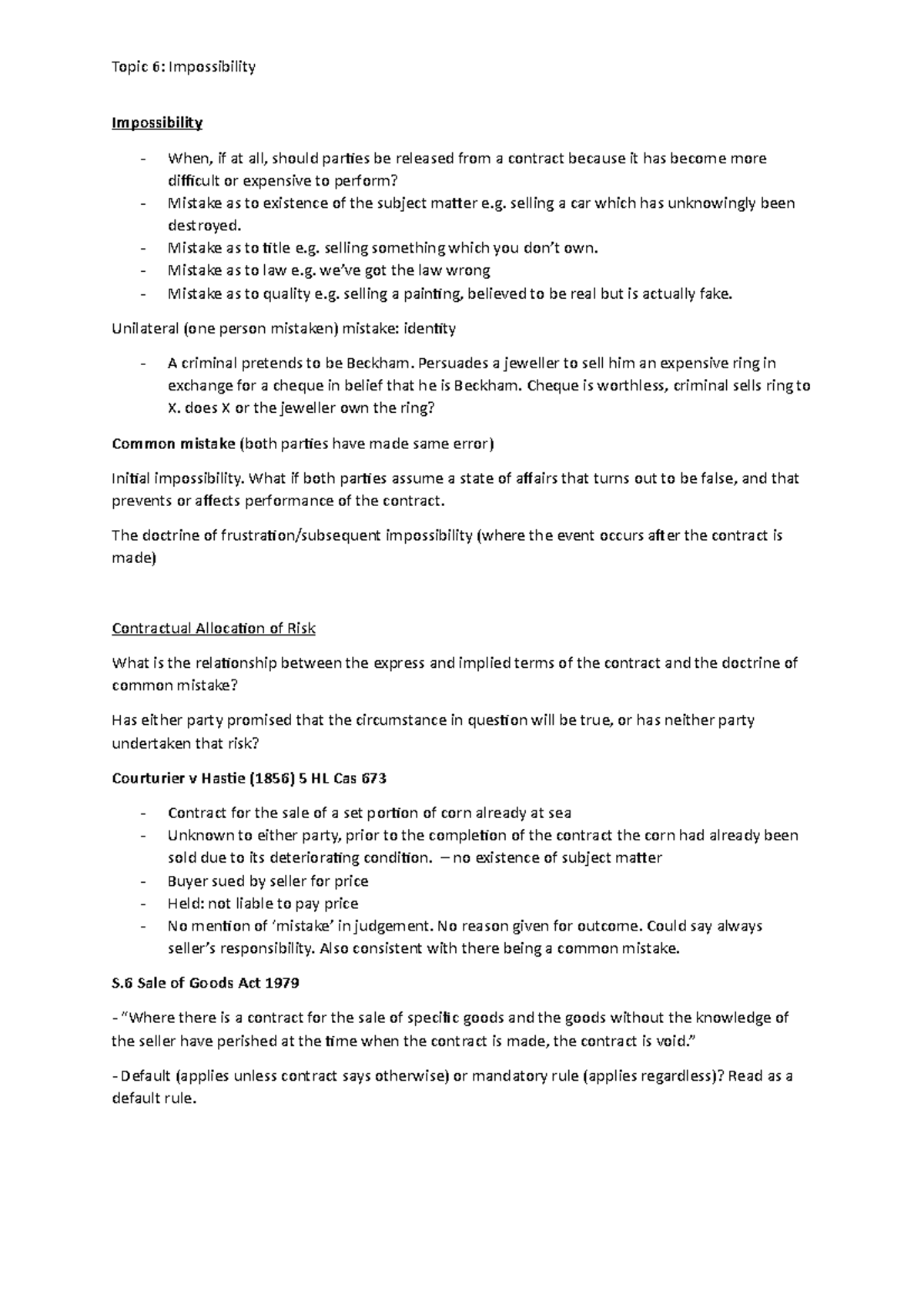 Impossibility - Topic 6: Impossibility Impossibility - When, if at all ...