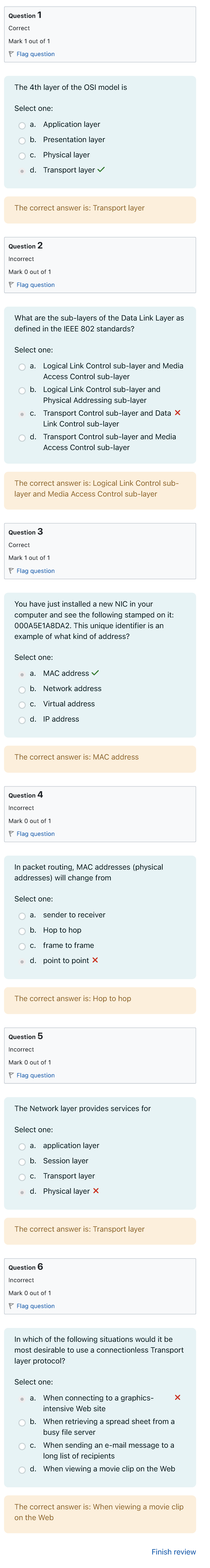 Self evaluation - Question 1 Correct Mark 1 out of 1 Flag question ...