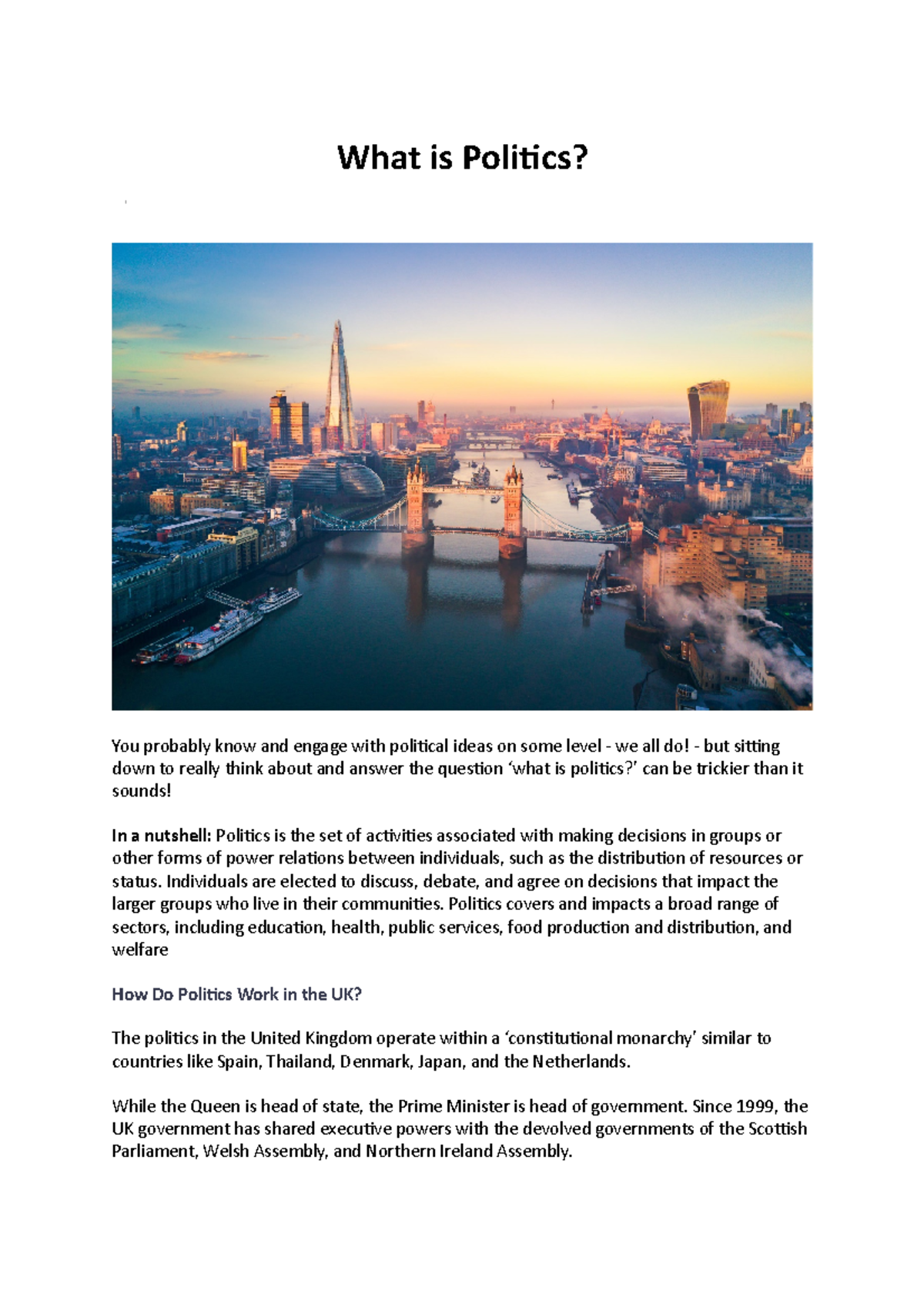 Politics work experience - What is Politics? You probably know and ...