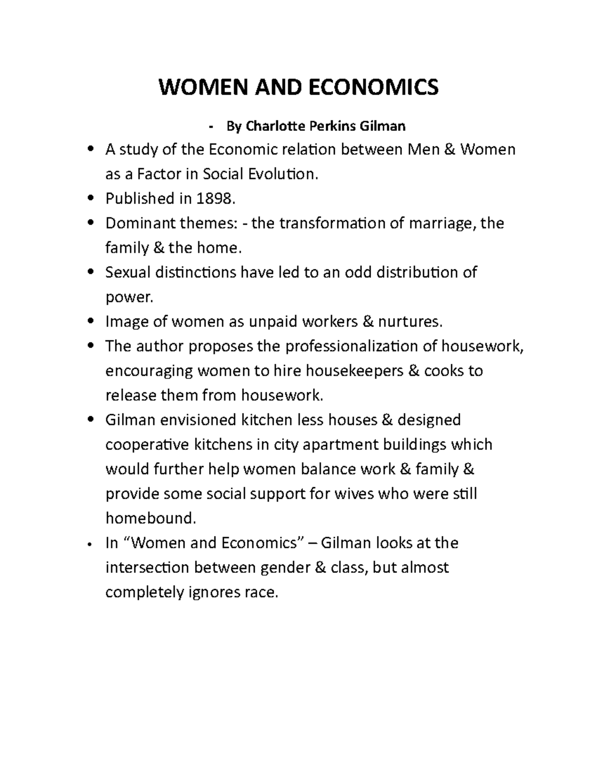Women And Economics - WOMEN AND ECONOMICS Charlotte Perkins Gilman A ...