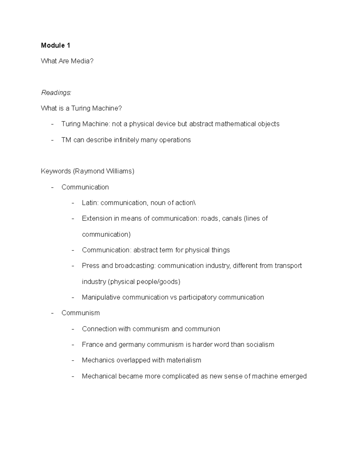 Module 1 Reading Notes - Module 1 What Are Media? Readings: What is a ...