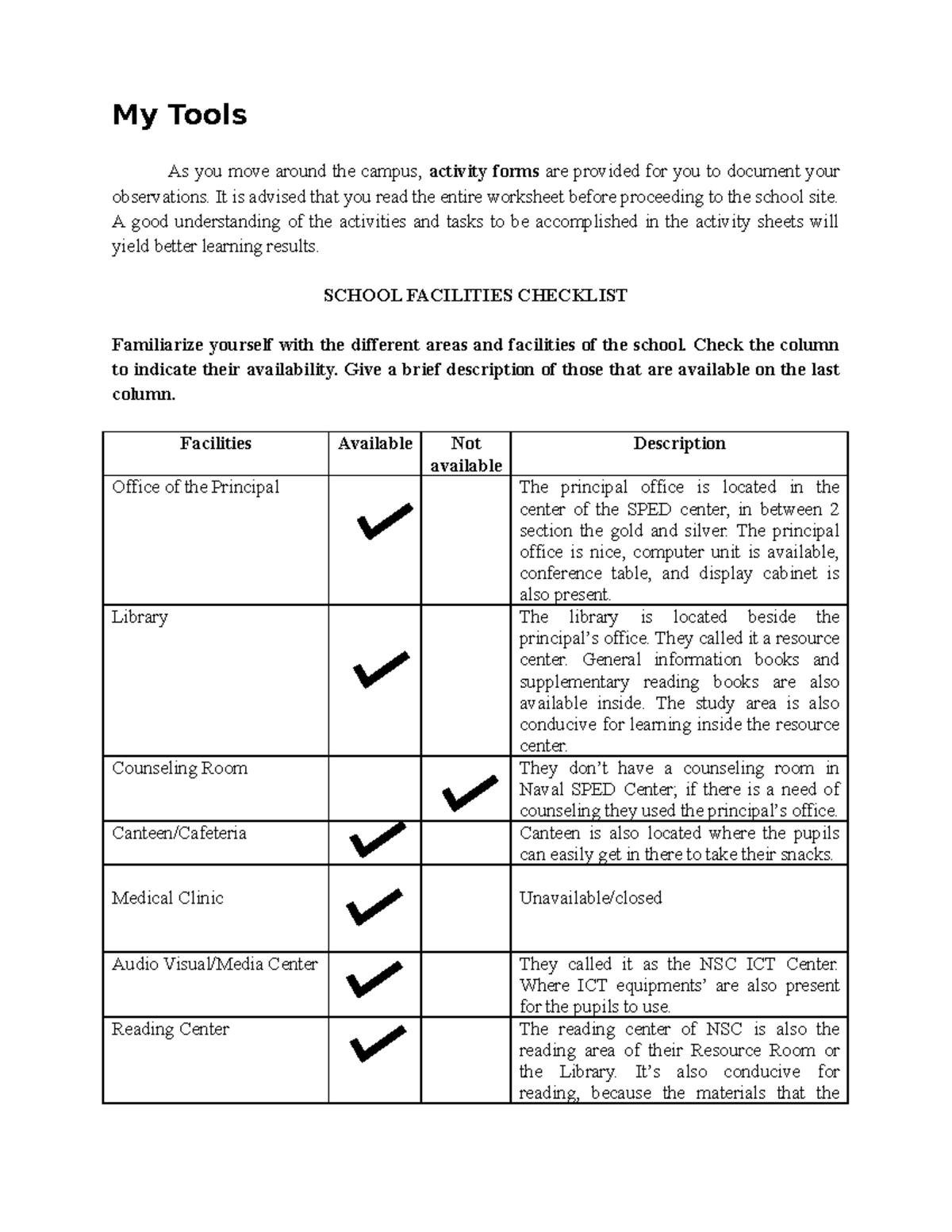 Dokumen - None - My Tools As you move around the campus, activity forms ...