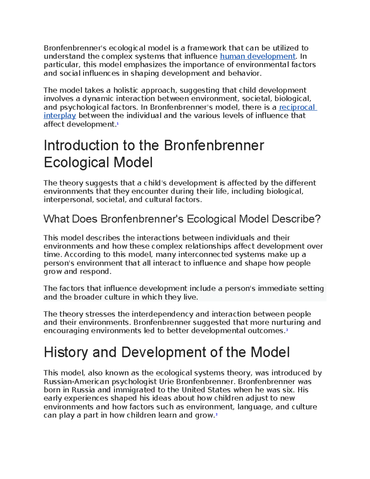 Bronfenbrenner - In particular, this model emphasizes the importance of ...
