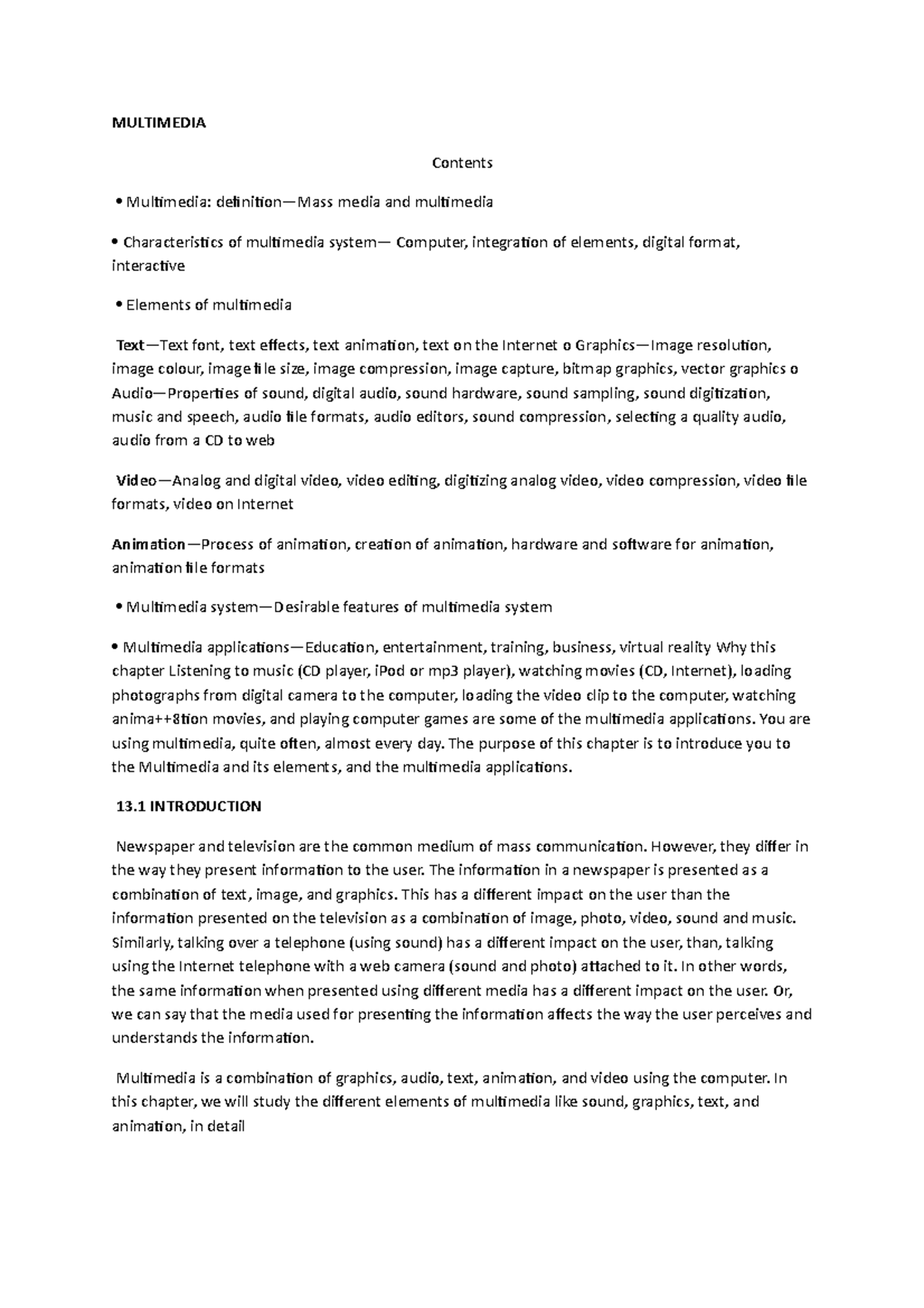 13 Multimedia-notes - computer literacy multimedia notes - MULTIMEDIA ...