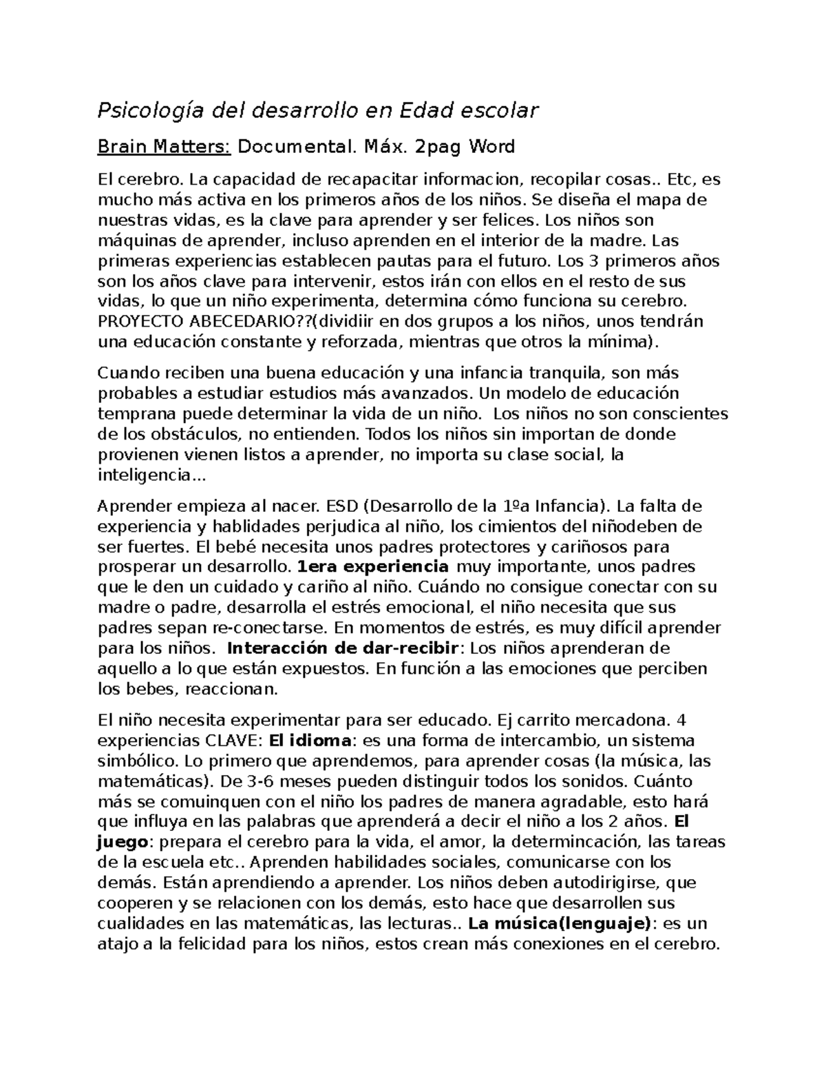 Psicología Del Dessarrollo - Psicología del desarrollo en Edad escolar ...